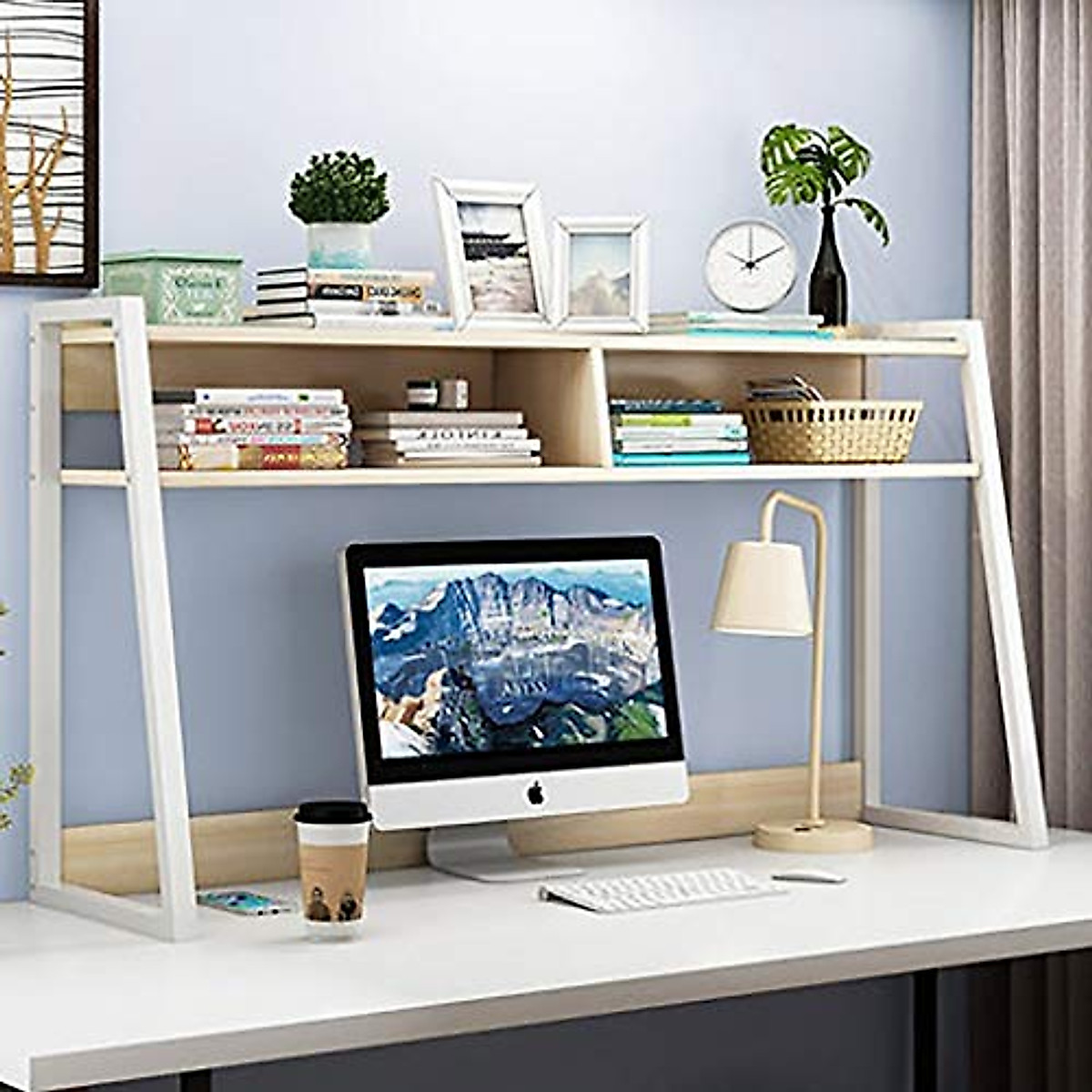 SMSJ-YJ Desktop Bookshelf 2-Tier Storage Shelf Desktop Organizer Home Space Saving Classic Desk Bookshelf Office Storage Rack Desktop Organizer (Size : L95CMW32CMH65CM)