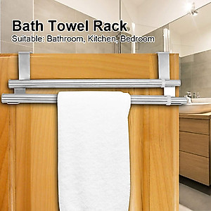Stainless Steel Retractable Over Towel Rack Bath Towel Rack Bedroom Towel Shelf (40cm Retractable Double Pole)