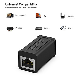 BENFEI RJ45 Inline Coupler, 5 Pack Cat7 Cat6 Cat5e Ethernet Coupler Female to Female