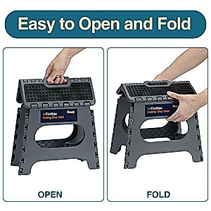 11" Folding Step Stool for Adults and Kids Holds Up to 300 lbs ,Non 2 Gray