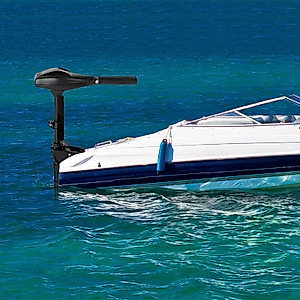 58LB Thrust Transom Mounted Saltwater Electric Trolling Motor, Outboard Boat Engine with Power Propeller for Heavy Duty Inflatable Fishing Boats