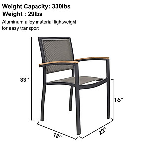 LUCKYERMORE Set of 4 Stacking Metal Patio Dining Chair - Heavy Duty Frame and Comfortable Mesh Seat Armchair for Commercial Restaurant Use