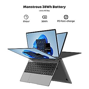 CHUWI Windows 11 Laptop with 8GB RAM 256GB SSD, 14 inch 2K IPS Display, Intel N5100 Quad core Processor, WiFi 6, Backlit Keyboard, USB-C, Ultra Thin and Light Notebook Computer (GemiBook Pro)