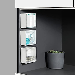 curfair Storage Box Storage Container Convenient Wall Mounted Clamshell Design Plastic Cotton Swab Storage Holder for Office Storage Case Easy to Install Household Supplies-White