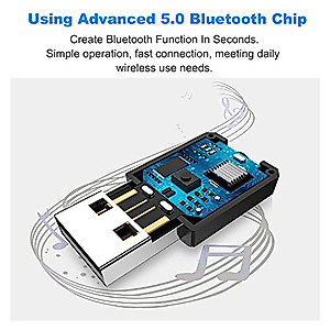Isobel USB Bluetooth 5.0 Transmitter Receiver, 4-in-1 Mini Wireless Audio Adapter, 3.5mm Bluetooth AUX Adapter for TV PC Headphones Speakers Car/Home Stereo System, USB Power Supply
