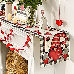 Artoid Mode Buffalo Plaid Gnome Mother's Day Table Runner, Holiday Kitchen Dining Table Decoration for Home Party Indoor 13x72 Inch