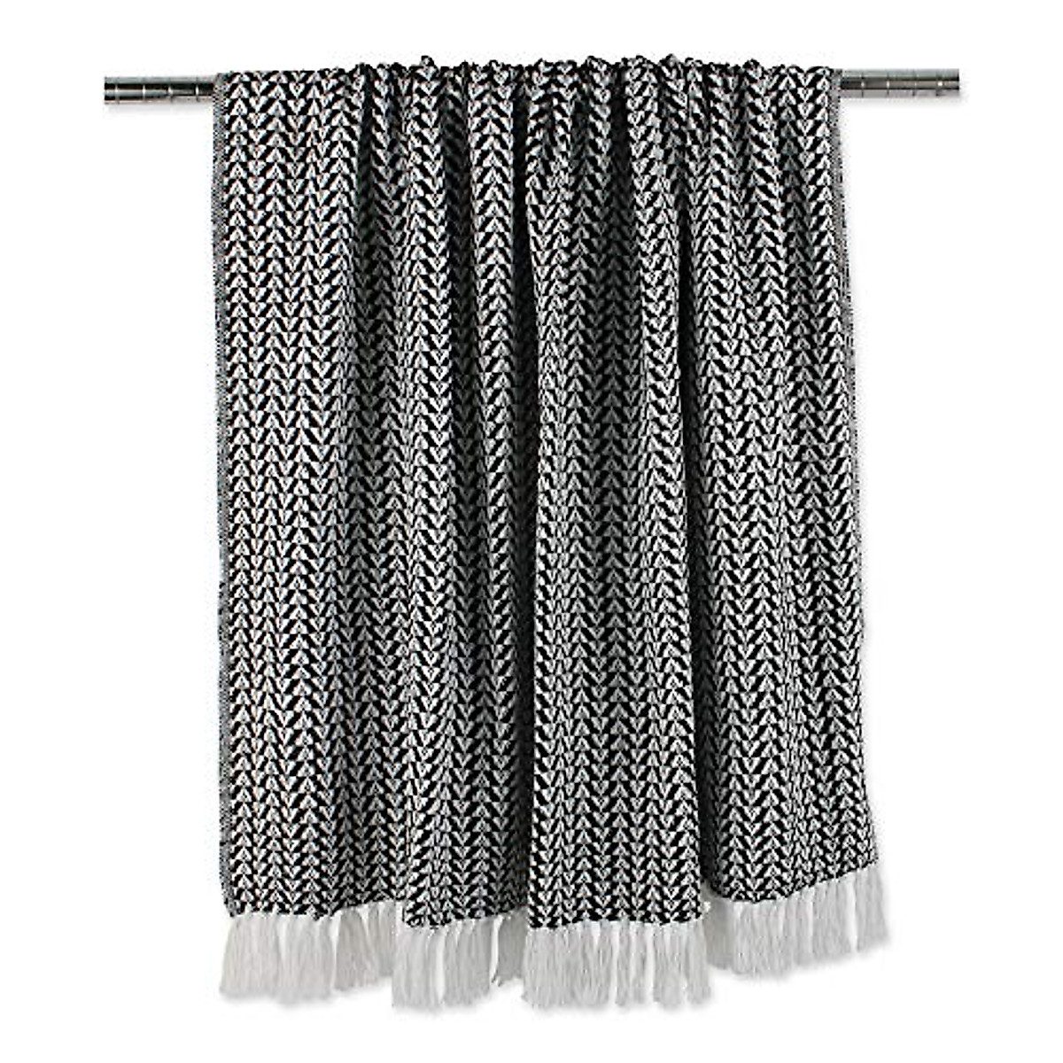 DII Arrowhead Woven Throw, 50x60 with 3" Fringe, Black, 1 Piece