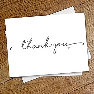 Thanks From The Heart Thank You Note Card Pack / 36 Thanks Greeting Cards With White Envelopes / 3 1/2" x 4 7/8" Generic Hearts Appreciation Blank Cards