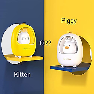 Smilodon Night Light Kids, Bedside Lamp for Children, Cute Toys for Kids, Children's Room Decoration, Kawaii Baby Night Light, Yellow Kitten, Portable, USB Rechargeable, Dimmable