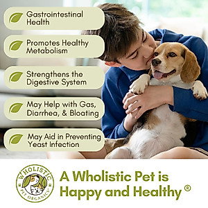Wholistic Pet Organics: Organic Dog Probiotics and Digestive Enzymes Powder WholeBiotics Supplement, Dog Digestive Support, Improves Gut Health Good Bacteria for Dogs and Cats