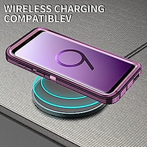 Mieziba for Galaxy S9 Case, Heavy Duty Shockproof Dust/Drop Proof 3 Layer Full Body Protection Rugged Durable Cover Case for Galaxy S9, Purple/Pink