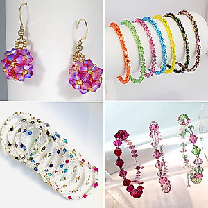 3mm Bicone Glass Beads – 1950 Pcs Faceted Crystal Beads in 15 Colors with Elastic String for DIY Jewelry Making, Necklaces, Bracelets, Earrings, and Rings