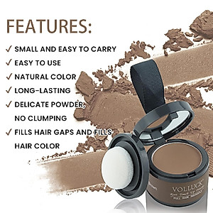 VOLLUCK Root Touch Up Hair Powder Root Cover Up Hairline Shadow Powder Stick, Root Touch Up for Thinning Hair for Women and Men, Bald Spots, Eyebrows, Beard Line, Brown