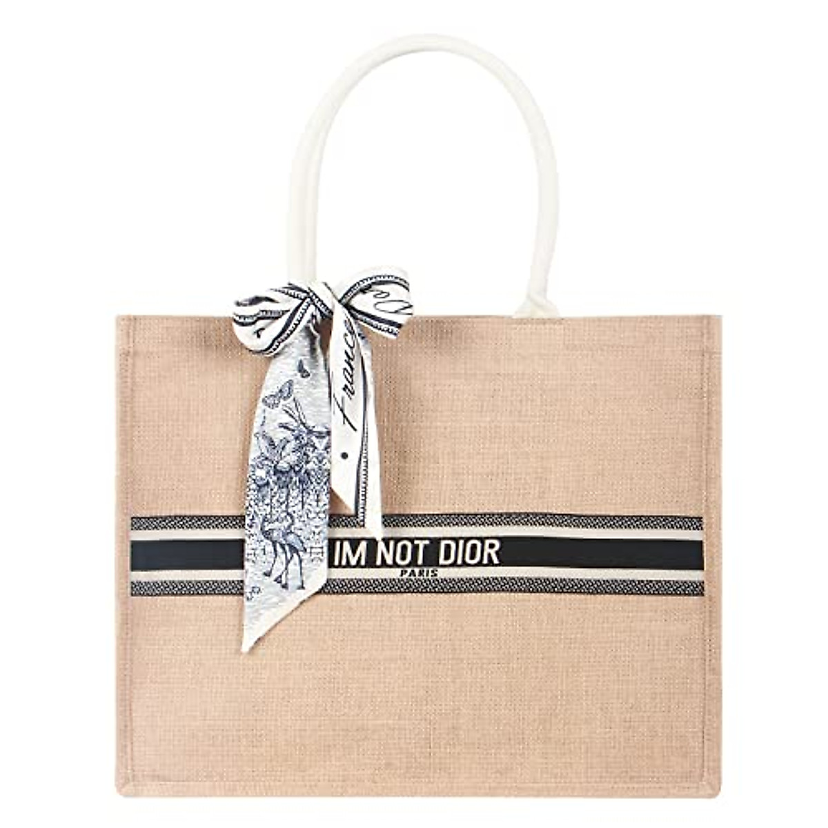 Bluenut Shopping-Bag-for-Women, Large-Burlap-Beach-Tote- Farmers-Market-Jute-Bag(Im Not)