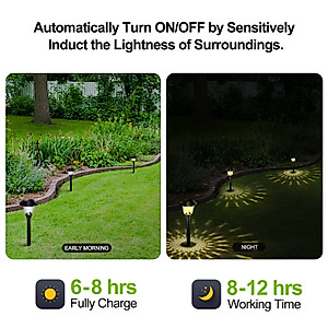 Balhvit Glass Solar Lights Outdoor, 8 Pack Super Bright Solar Pathway Lights, Up to 12 Hrs Long Last Auto On/Off Garden Lights Solar Powered Waterproof, Stainless Steel LED Landscape Lighting for Yard
