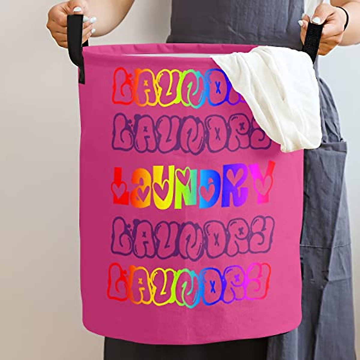 Customized Name Laundry With Personalized Text Dirty Clothes Basket Hamper for Bedroom Livingroom Boy Girls Family