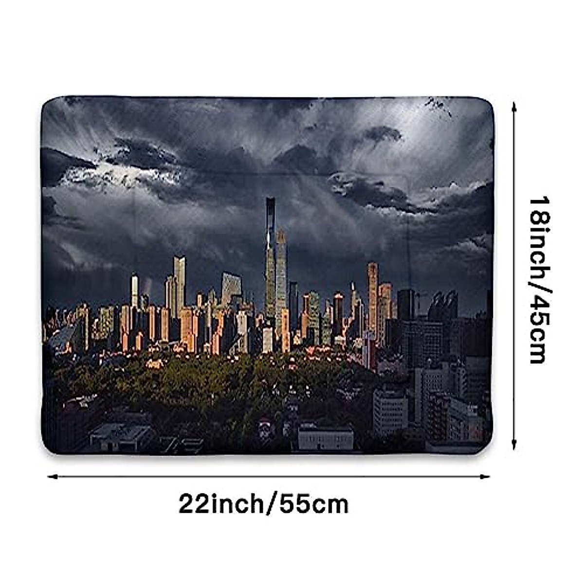 Brown Blue Cat and Dog Self Heating Pad Aerial View of City Skyline at Dusk Washable Kennel Mat for Large Medium Small Dogs and Cats Denver Panoramic 18" x 22"