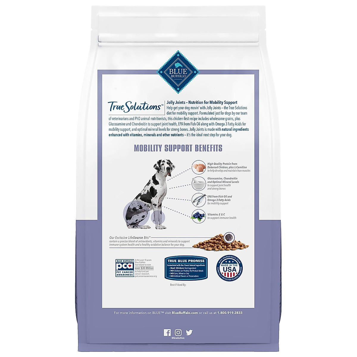 Blue Buffalo True Solutions Jolly Joints Mobility Care Natural Dry Food for Adult Dogs, Chicken, 24-lb. Bag