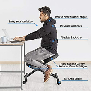 Topeakmart Home Office Ergonomic Kneeling Chair Adjustable Knee Stool Posture Corrective Angled Seat Black