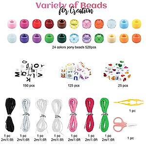 Dowsabel Friendship Bracelet Kit, 24 Colors Bracelet Making Kit Pony Beads for Jewelry Making, Letter Beads Heart Beads for Bracelet Making, Ideal Gifts for Teen Girls Kids Adults