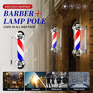 precious harvest Barber Light Pole,Red, Blue and White Barbershop Rotating Light Fixture, Classic Signs for Hair Salon,Wall Mount,LED Light Source, Indoor and Outdoor Use, 30 Inch