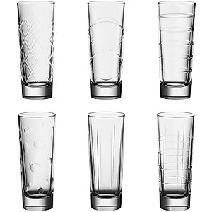 Fifth Avenue Crystal Medallion Shot Glasses Set of 6, 2.2 oz, Durable Shot Glasses Bulk, Etched Patterns, Textured Glass Cups, Small Whiskey Shot Glasses for Vodka, Tequila, Liquor, and Espresso