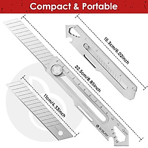 BIBURY 2 Pack Mutipurpose Utility Knife, Heave Duty Full Stainless Steel Retractable Box Cutter with 10PCS replaceable Blades (18mm Wide), Multi-functional Extended Razor Knife for Office, Home,School