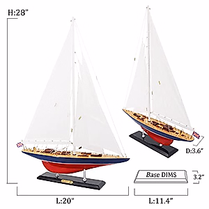 NAUTIMALL Wooden Sailboat Decor Ship Model 28" Endeavour America's Cup Scale Yacht Replica Nautical Home Accents
