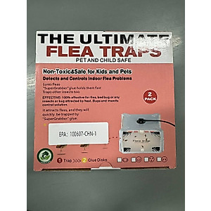 Flea Trap Indoor 2Pcs,Flea Strap Flea Killer Trap Pad Bed Bug Trap with 2 Glue Discs Odorless flea Light Bulb for Inside Your Home Like Fleas,Flies,Mosquitoes,Gnats,Moths