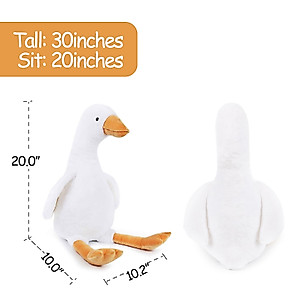 WEIGEDU 30" Large Goose Stuffed Animals Plush Toys Swan Duck for Kids Babies Bedtime Birthday Easter Gifts, Stuffed Goose Throw Plush Pillow Super Soft, White