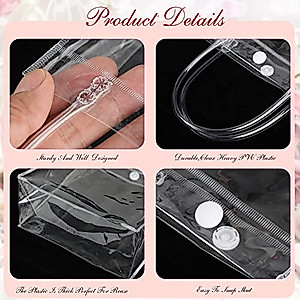 50 Pieces Clear PVC Plastic Gift Bags with Handles Transparent Gift Bags Reusable Plastic Gift Wrap Tote Bags for Bachelorette Bridesmaid Wedding Back to School Baby Shower (5.9 x 6.3 x 2.8 Inches)