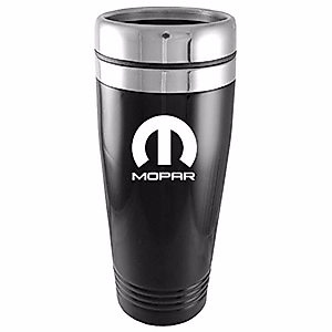 Au-Tomotive Gold, INC Mopar Parts Black Stainless Steel Travel Mug Tumbler