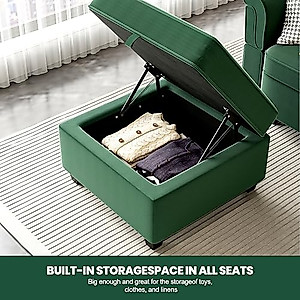 Belandi Modular Sectional Sofa U Shaped Convertible Sofa Couch with Storage, 7-Seat Velvet Modular Sofa with Ottomans, Oversized Sofa Couch with Reversible Chaises for Living Room, Green