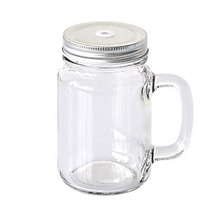 Mason Blank Sublimation transparent clear glass Jar Mugs 430ml with glass handles and straw drinking heat dye transfer 2 pieces
