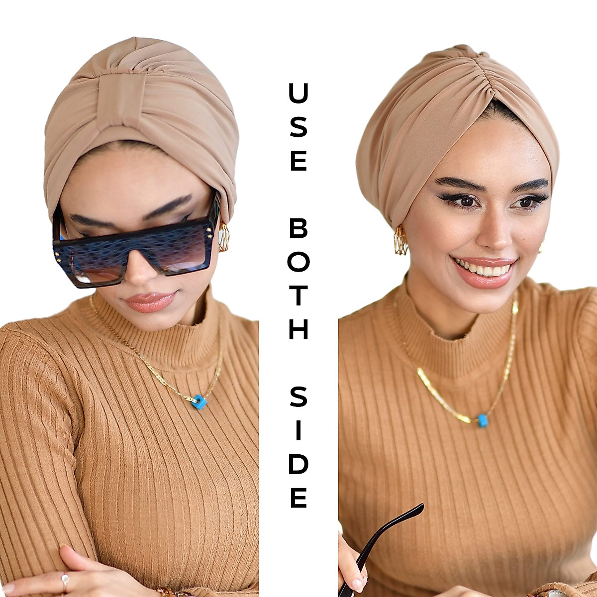 Turbans With Band For Women|Hair Wraps|Hijab Undercap-Instant Hijab-Hijab Cap (Caramel)