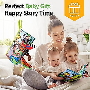 Jollybaby Crinkle Books for Babies, Sensory Soft Touch and Feel Baby Books Toys for 0-6 Months Infants, Newborn Montessori Early Educational Cloth Books Toys, Baby Girl & Boy Gift(Jungle Tails)
