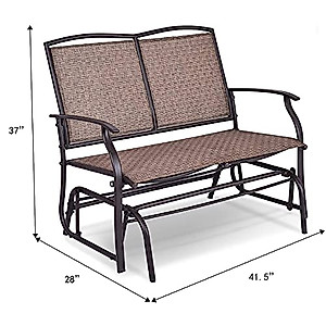HAPPYGRILL Outdoor Swing Glider Loveseat Chair for Backyard Garden Rocking Seating Patio Bench with Powder Coated Steel Frame