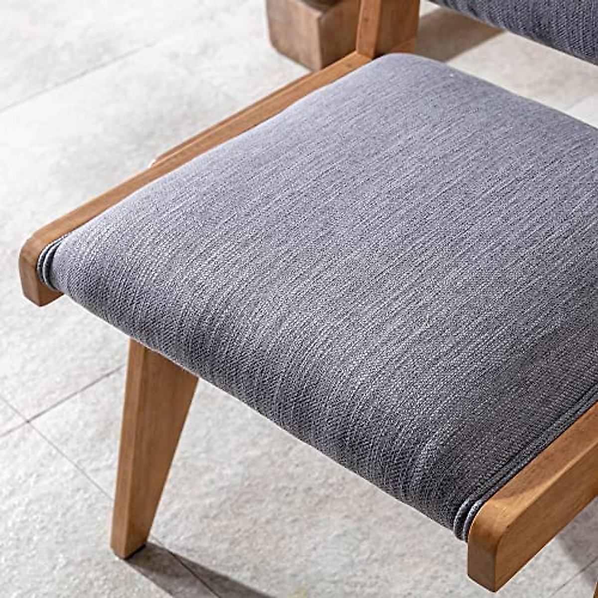 VESCASA Upholstered Dining Chairs with Wood Legs, Linen Mid-Century Modern Padded Dining Chairs with Cushion Back for Dining Room, Kitchen, Set of 2, Grey