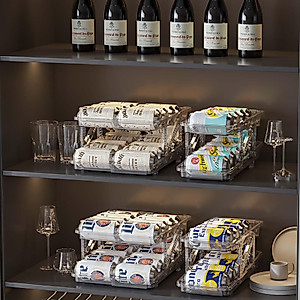 Kiencyluky 2 Pack Soda Can Dispenser for Refrigerator,Adjustable Width Soda Can Organizer,Stackable Drink Organizer for Fridge,Pantry,Cabinet,Soda Holder for Refrigerator