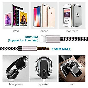 [Apple MFi Certified] Lightning to 3.5mm AUX Audio Nylon Braided Cable, iPhone AUX Cord for Car Stereo for iPhone13/12/ 11/11 Pro/XS/XR/X 8 7 6/iPad/iPod to Car/Home Stereo, Speaker, Headphone