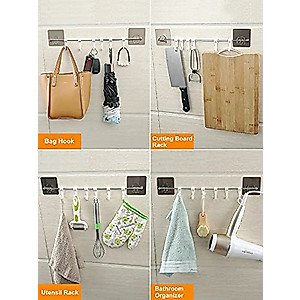 MELOYOU Kitchen Rail Utensil Rack Organizer Wall Mount with 12 Sliding Hooks No Drilling Hanging Rack for Kitchen,Pot Pan,Towel Pack of 2