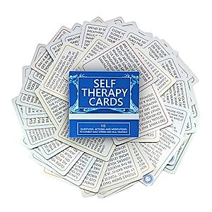 SELF THERAPY CARDS – Relaxing gift! Handy, easy to use anxiety relief cards! 115 Questions in a box, along with suggested actions and meditations. Self reflection cards, mindfulness tool