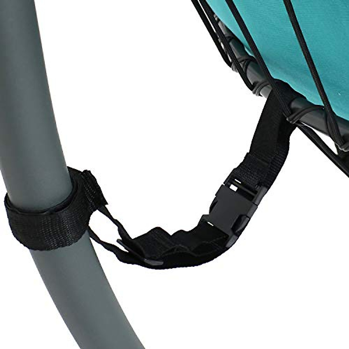 Sunnydaze Penelope Hanging Egg Chair with Seat Cushions and Stand - Black Hanging Wicker Chair with Turquoise Polyester Cushions and Powder-Coated Steel Stand - Collapsible Nylon Back Design - 78-Inch