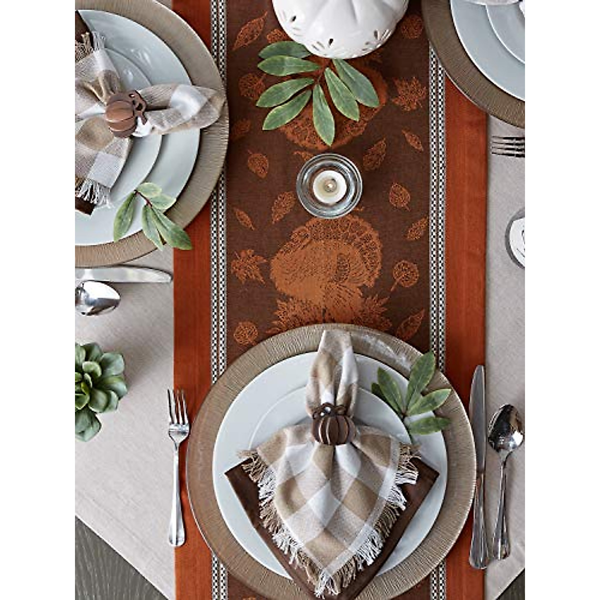 DII Traditional Harvest Wheat Jacquard Collection Thanksgiving Fall Table Décor Damask Cotton, 14x72 Rectangle Table Runner, Wine Red Botanical