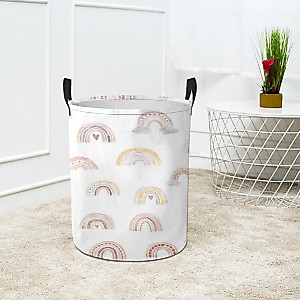 Omw2fyb Laundry Basket Boho Rainbow Collapsible Organizer Basket for Storage Bin Toy Bins Gift Baskets Bedroom Clothes Nursery Hamper, 17 inch H x 13.6 inch D