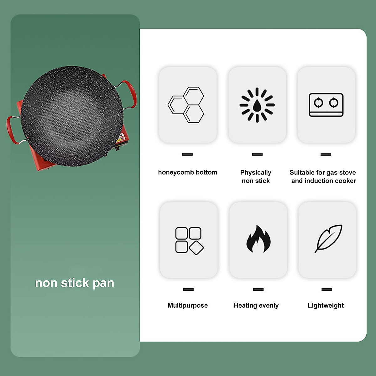 Aqur2020 Korean BBQ Grill Pan, Medical Stone 6 Layer Coating Round Griddle Pan with Anti Scalding Handle for Gas Ceramic Stove (38cm)