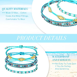 42 Pcs Sunflower Bracelets Surfer Wave Bracelet Handmade Braided Rope Friendship Bracelets Adjustable Bracelets for Women(Elegant Style)