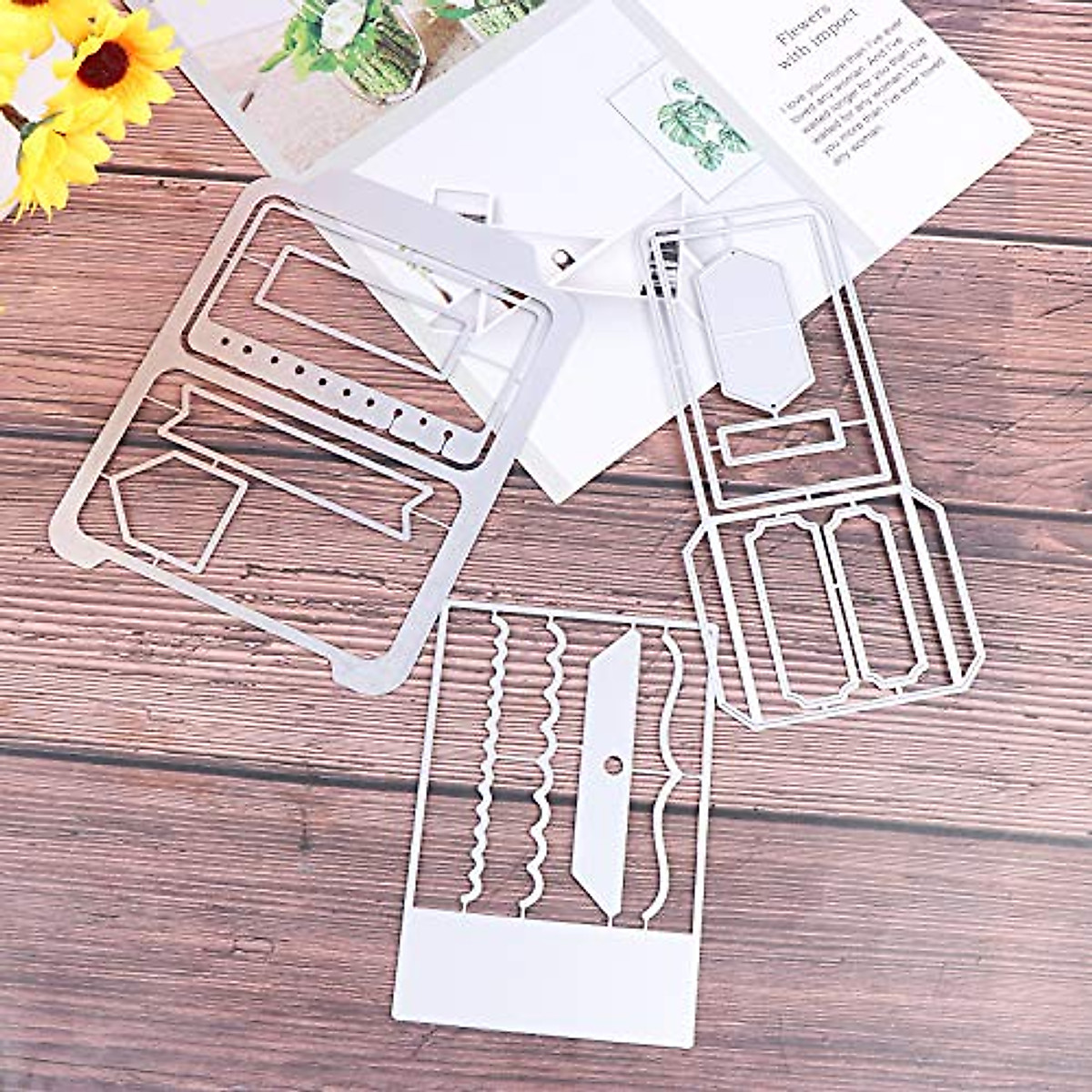 3 Pcs Card Package Die Cuts DIY Embossing Cutting Dies 3D Stencil Template Metal Cut Dies for Scrapbook Album Flowers Leaves Envelope Gift Paper Card Dies Decoration