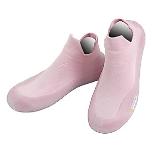 JiuQing Womens Barefoot Sock Shoes Indoor Fitness Squat Yoga Shoes Soft Bottom Portable for Gym Water Sports Beach,Pink,5.5