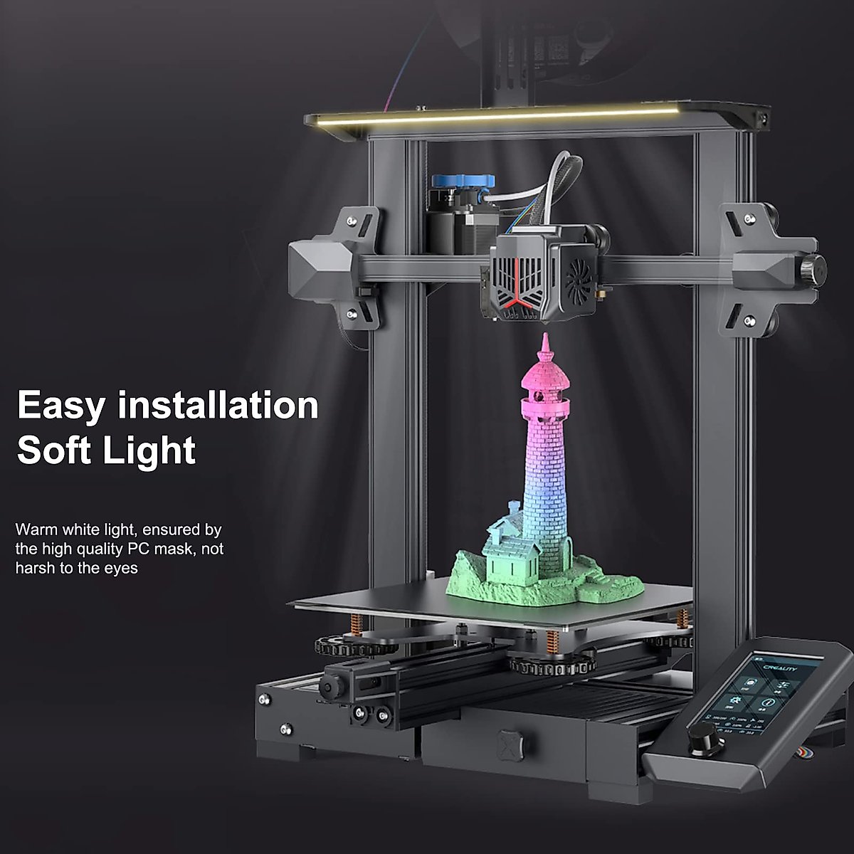 ENOMAKER Creality 3D Printer LED Light Bar Kit for Ende 3 V2 Neo Lighting Strip Upgrade LED Chip,24V Premium Warm White Soft Light, Engergy and Power Saving for Creality Ender 3/Pro/V2/V2 Neo